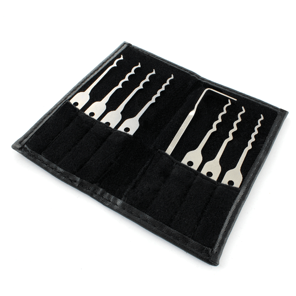 Dangerfield Nano SLIMLINE Lock Pick Rake set Covert EDC + Leather wall